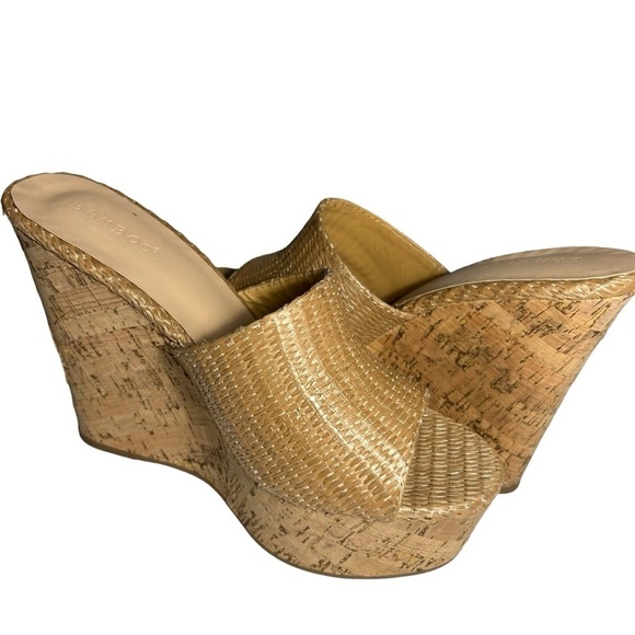 BAMBOO | Shoes | Bamboo Cork Wedge Slip On Sandals Sz 9 | Poshmark